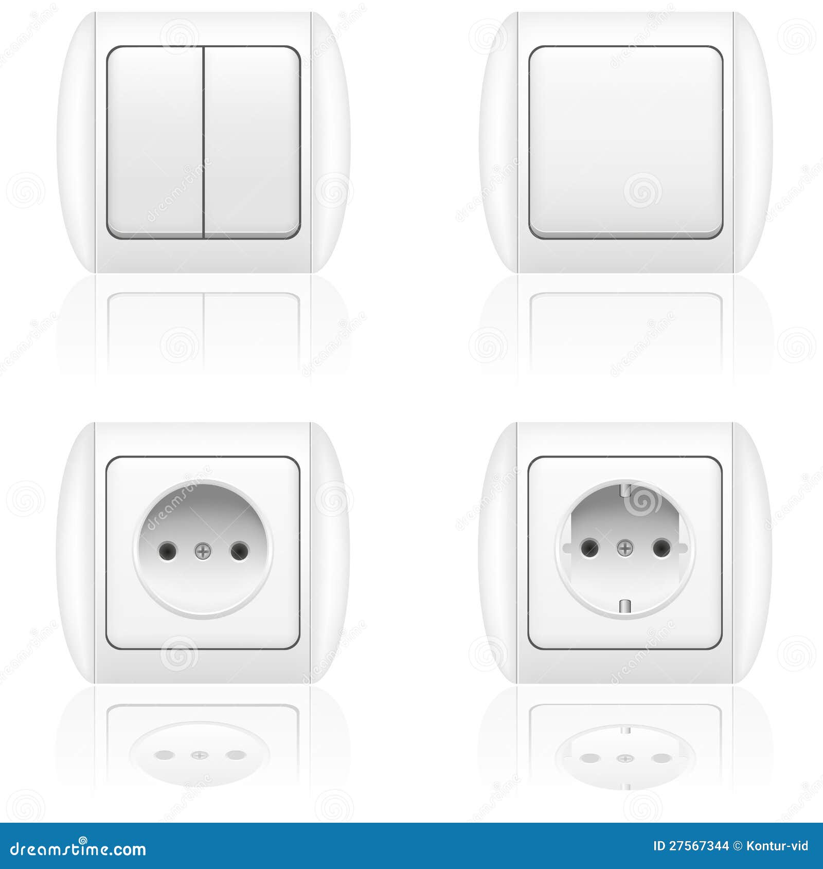 Set Of Socket And Switch Electrical Or Realistic Electrical Plug And ...