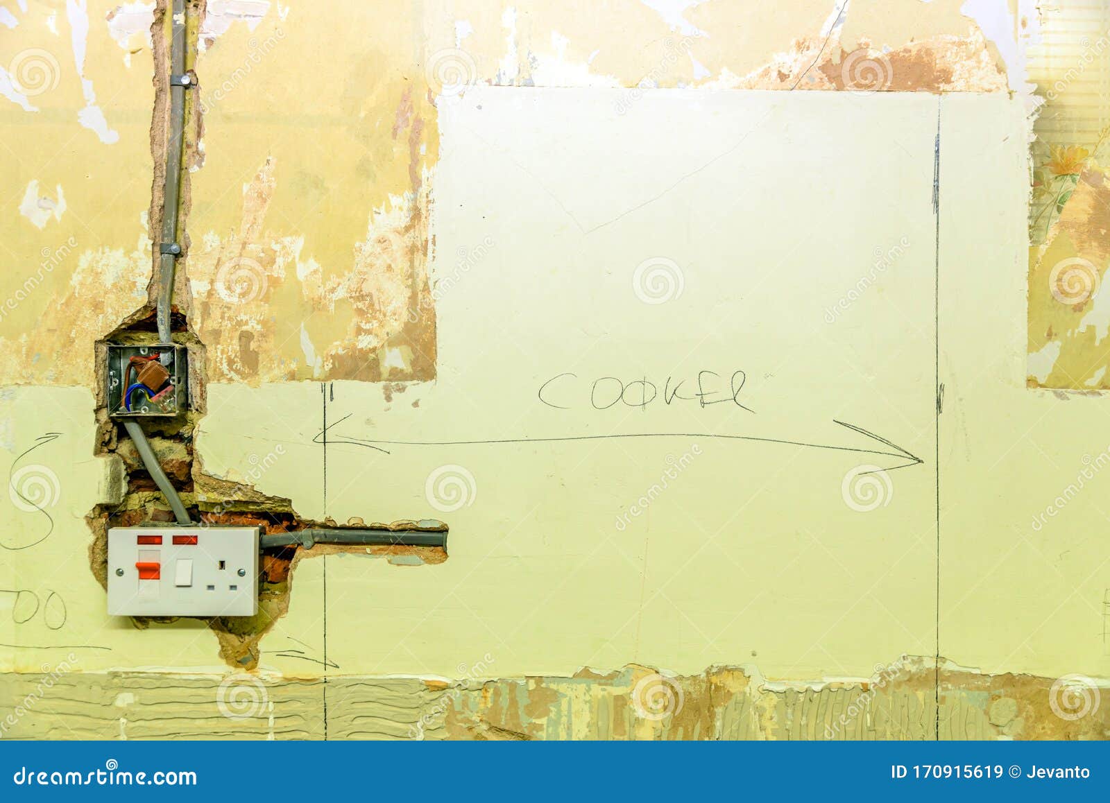 Electric Socket in a Wall during Renovation in England Uk Stock Image ...