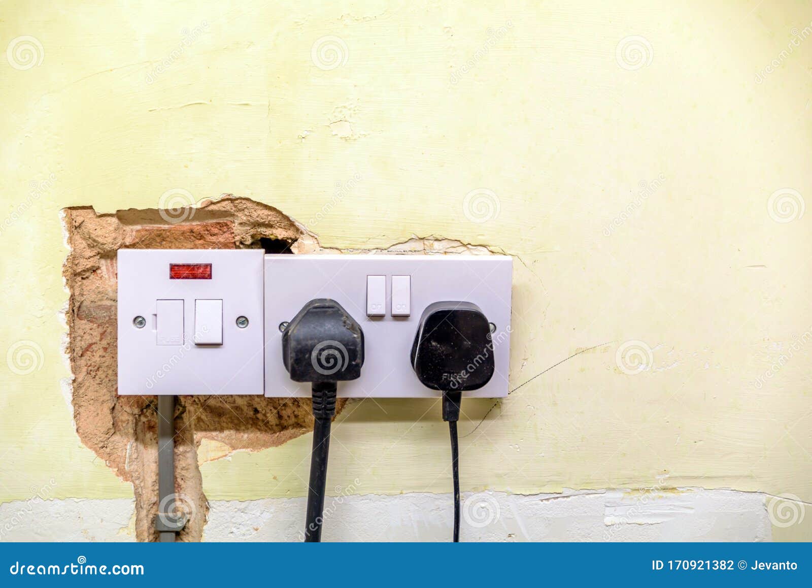Electric Socket in a Wall during Renovation in England Uk Stock Photo ...
