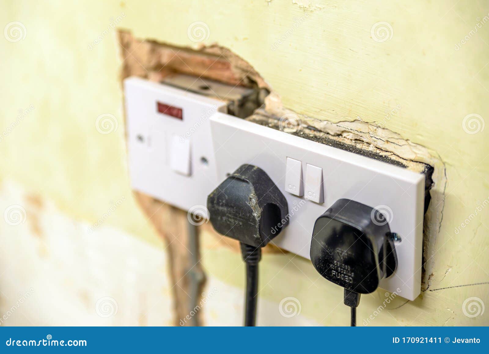 Electric Socket in a Wall during Renovation in England Uk Stock Image ...