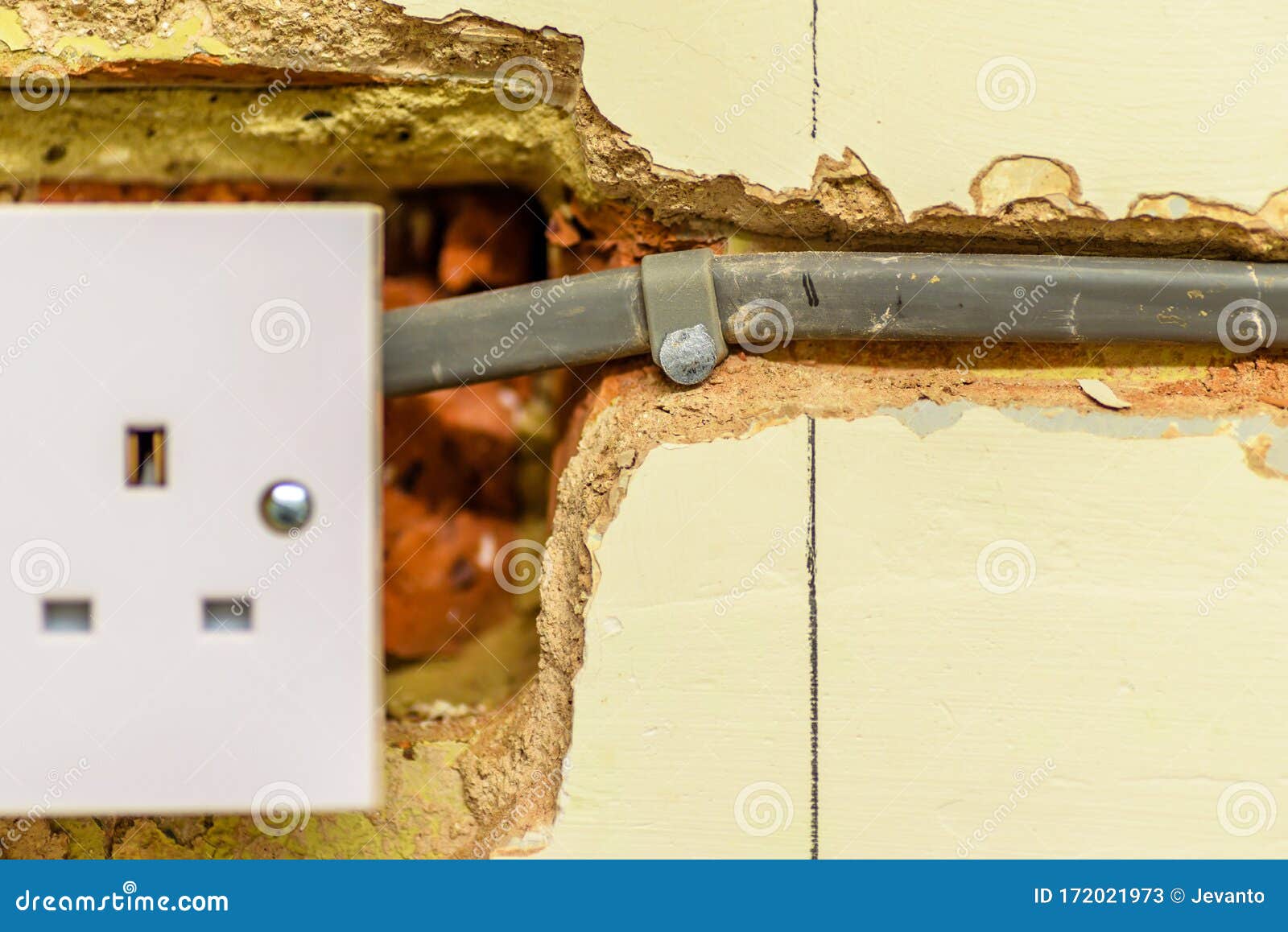 Electric Socket in a Wall during Renovation in England Uk Stock Image ...