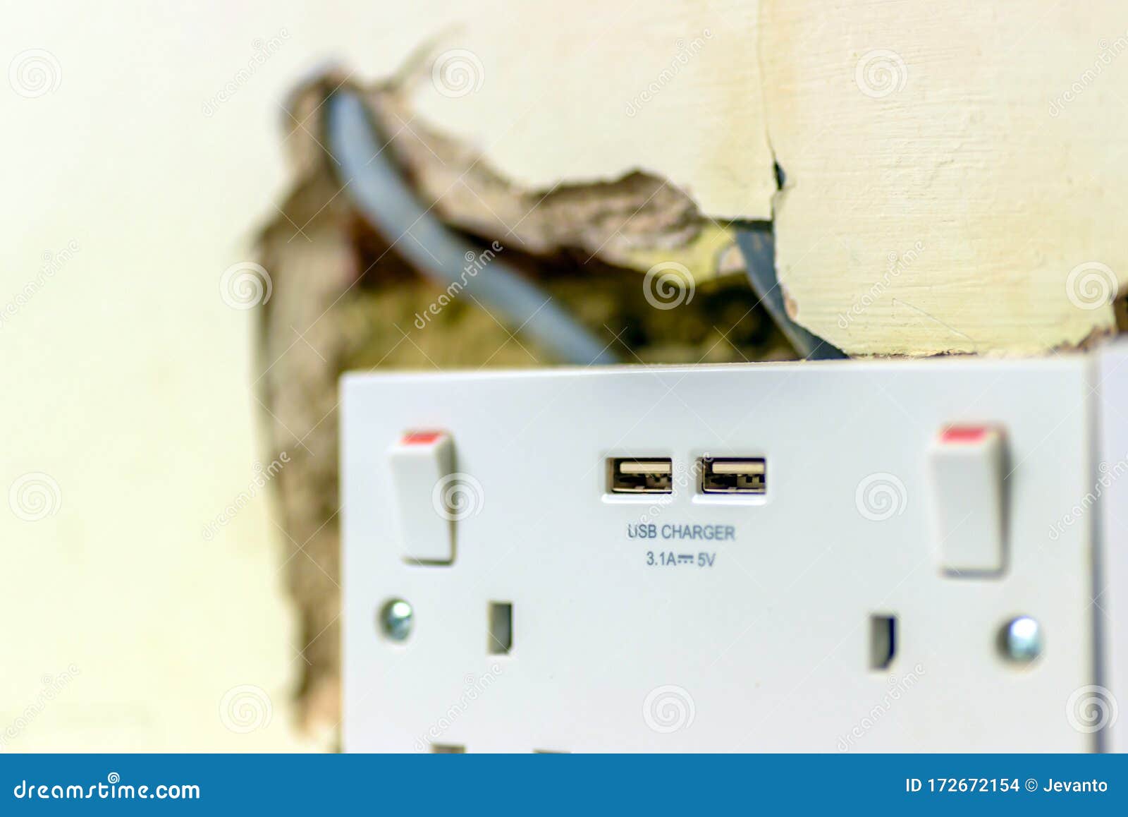 Electric Socket in a Wall during Renovation in England Uk Stock Photo ...