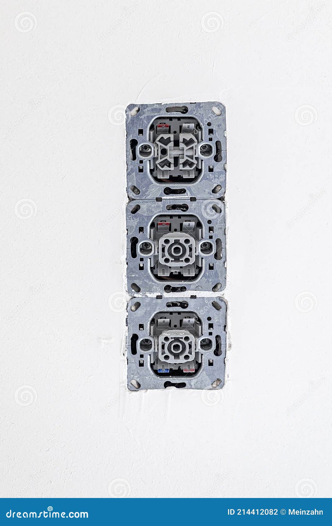 Electric Sockets Installation In Walls At House Construction Site Stock ...