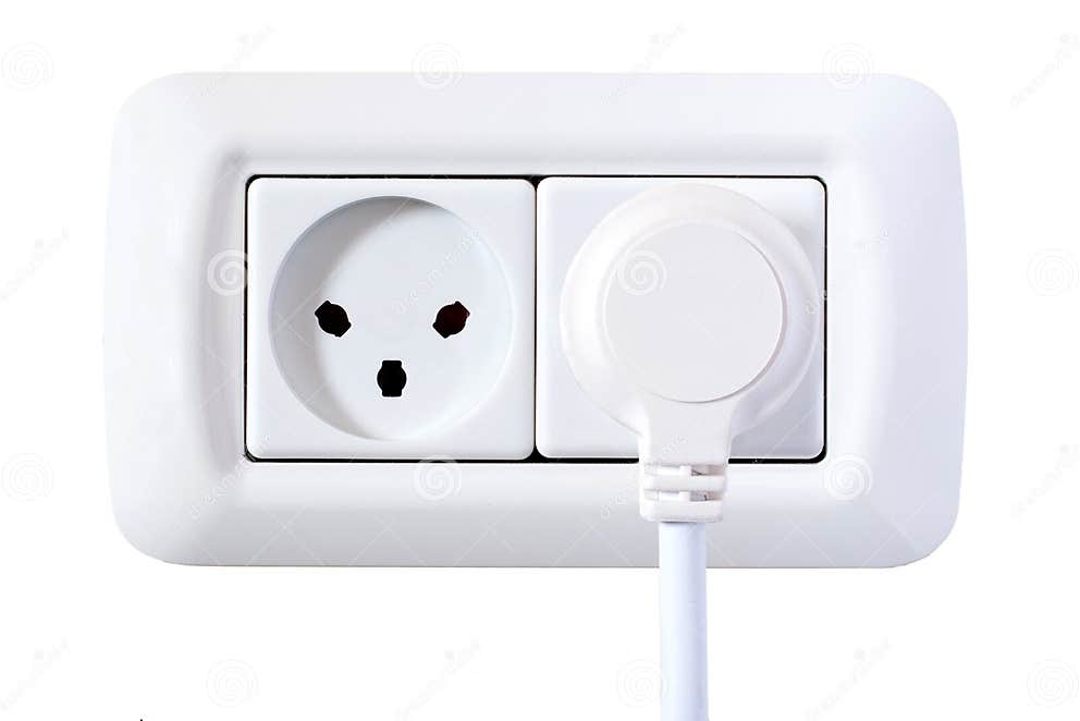 Electric Sockets with Plug Isolated on White Stock Photo - Image of ...