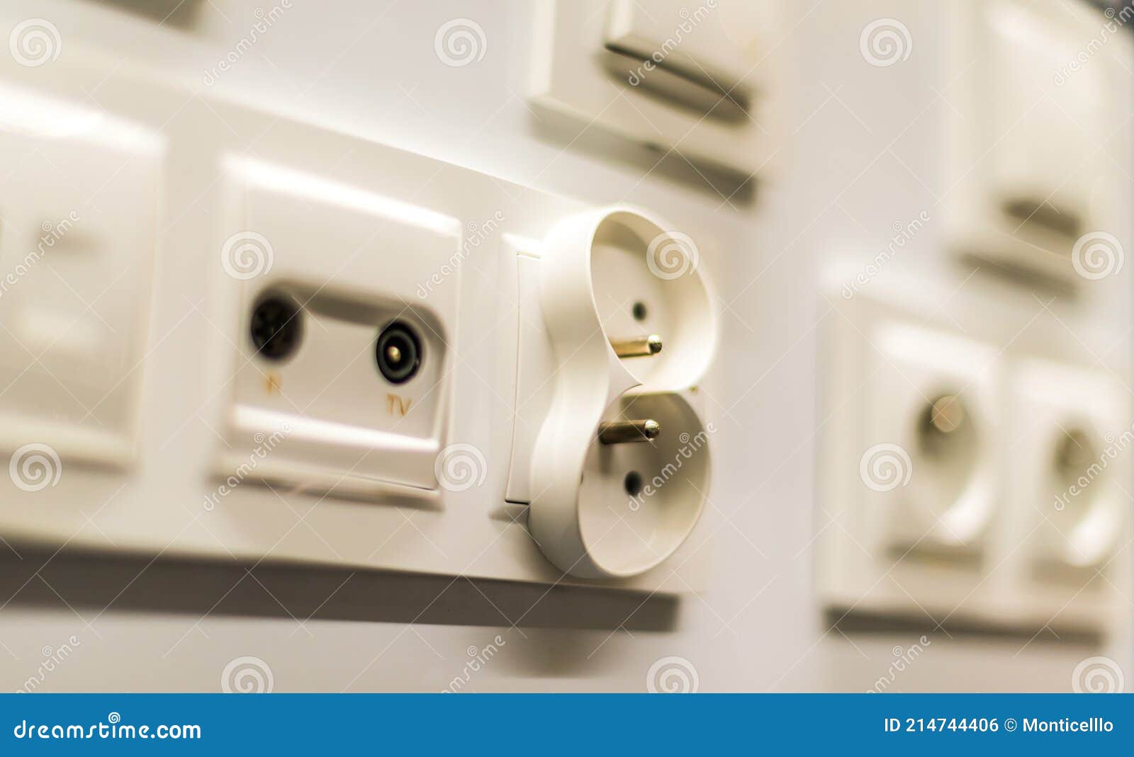 Electric Sockets and Switches Presented in a Store Stock Photo - Image ...