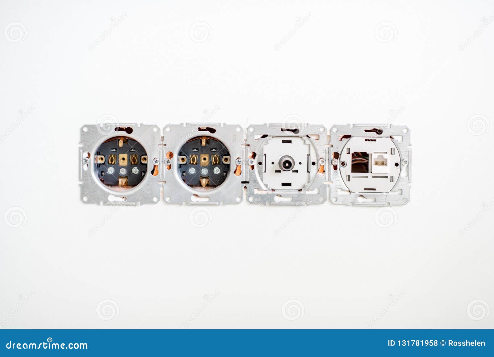 Electric Sockets Installation In Walls At House Construction Site Stock ...