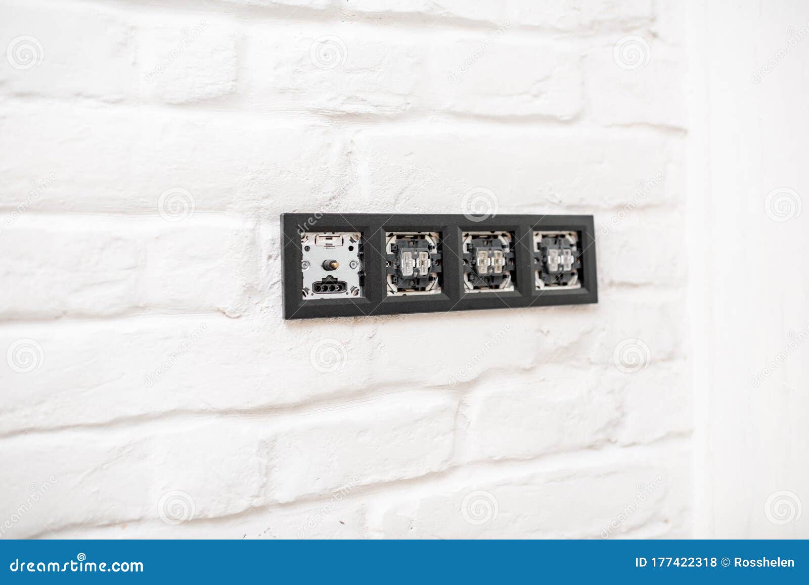 Electric Sockets on the Wall Stock Photo - Image of switch, electrical ...
