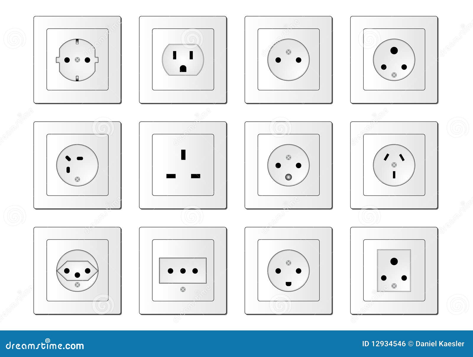 Electric Sockets Worldwide Royalty Free Stock Image - Image: 12934546