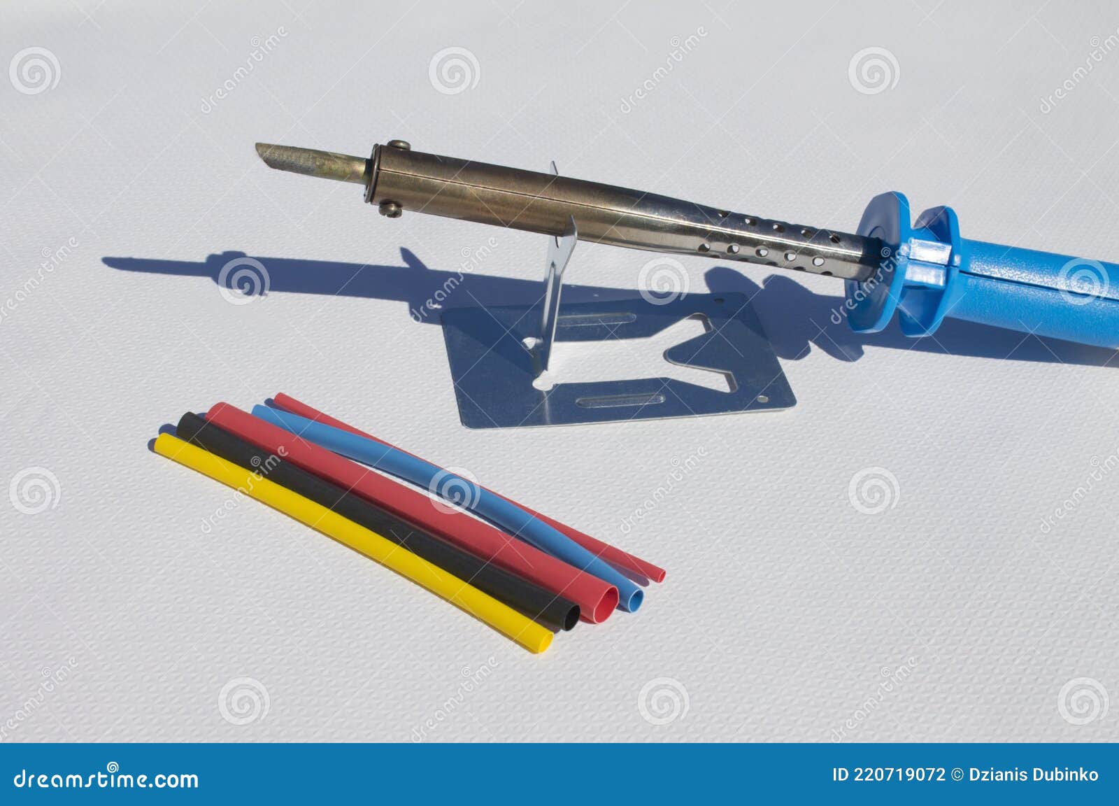 Electric Soldering Iron with Blue Handle on White Background Stock ...