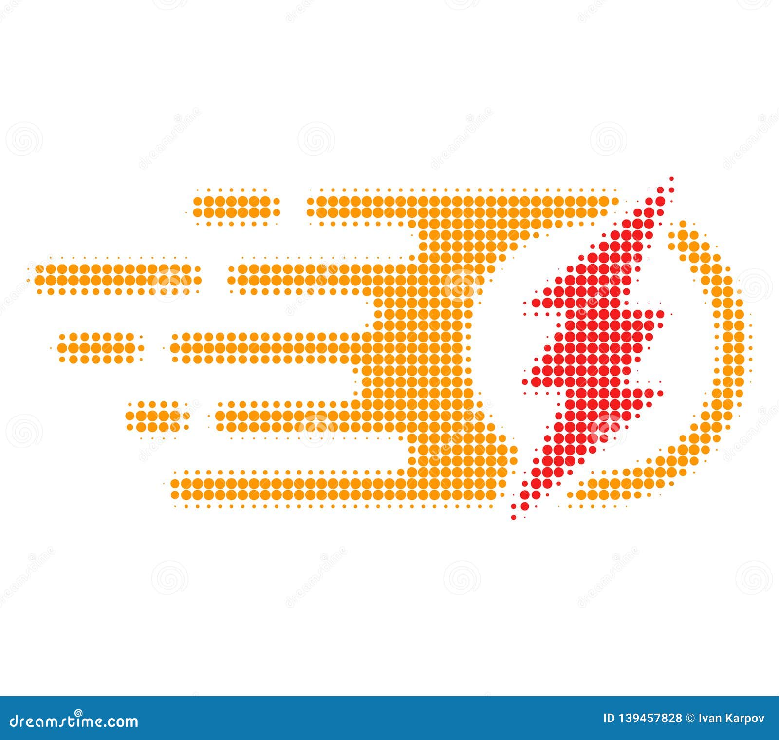 Electric Spark Halftone Dotted Icon with Fast Rush Effect Stock Vector ...