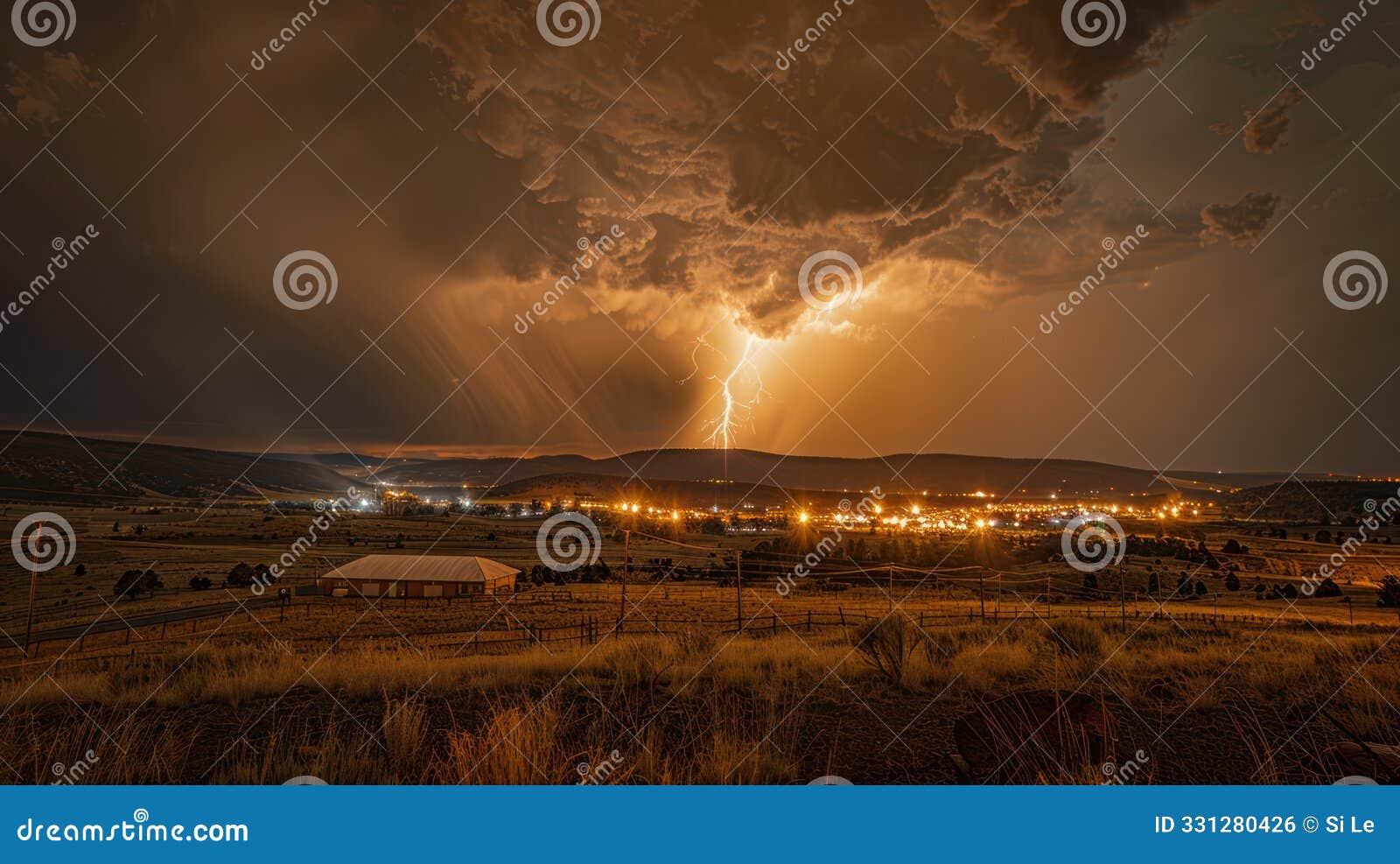 Thunder Booming In The Sky Above Lightning Illuminating The Spooky ...
