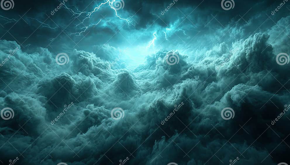 Electric Storm Clouds, Dramatic Lightning Strike, Powerful Natural Phenomenon Visualization ...