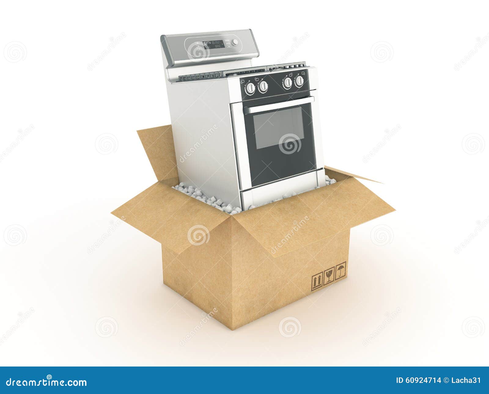Electric Stove in Cardboard Box Stock Illustration - Illustration of ...