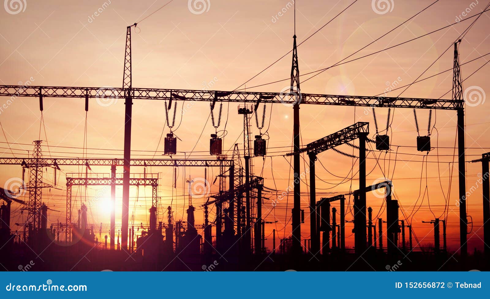 Electric Substation at Dramatic Sky Stock Photo - Image of black ...