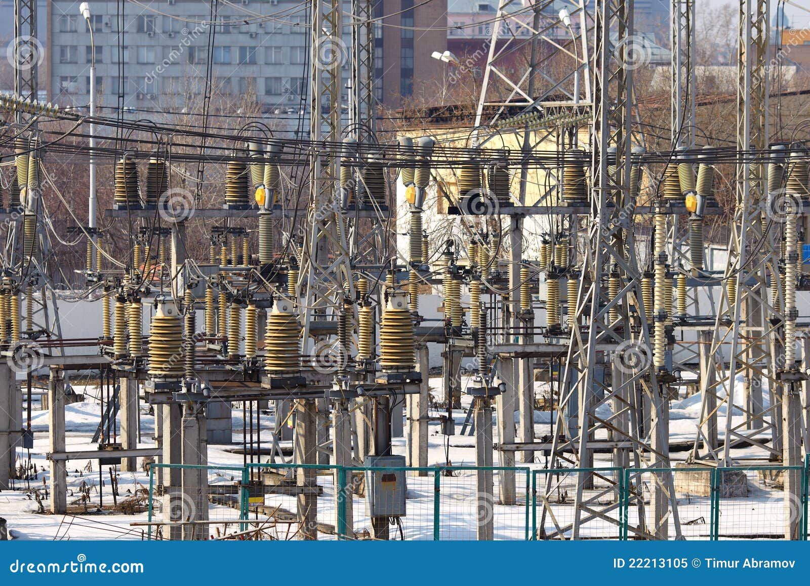 Electric Substation in Winter Urban Landscape Stock Image - Image of ...