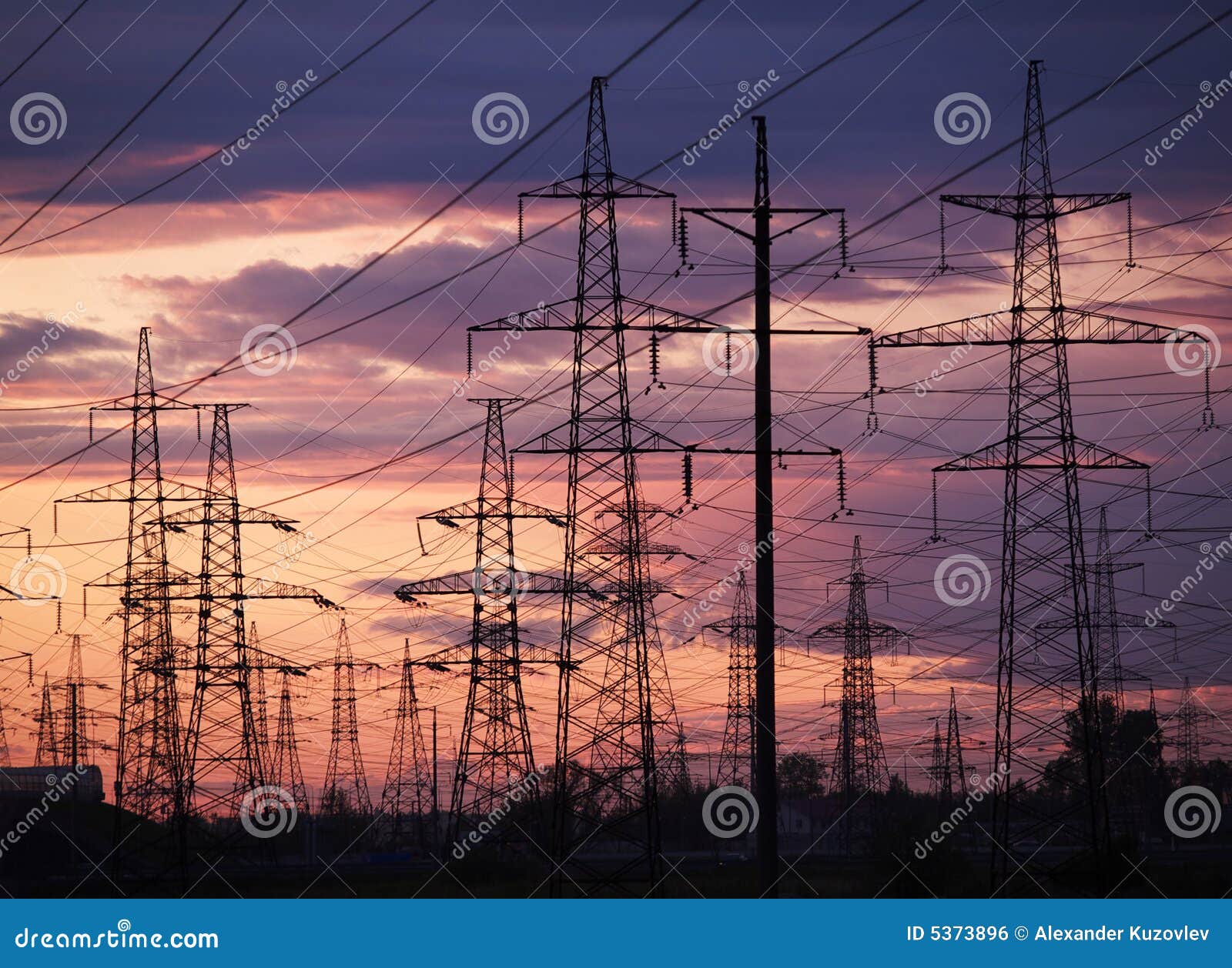 Electric sunset stock photo. Image of lines, connection - 5373896