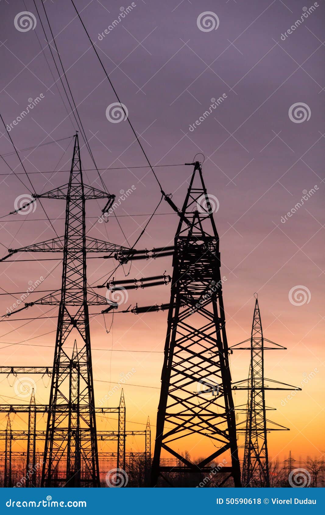 Electric sunset stock photo. Image of powerlines, distribution - 50590618