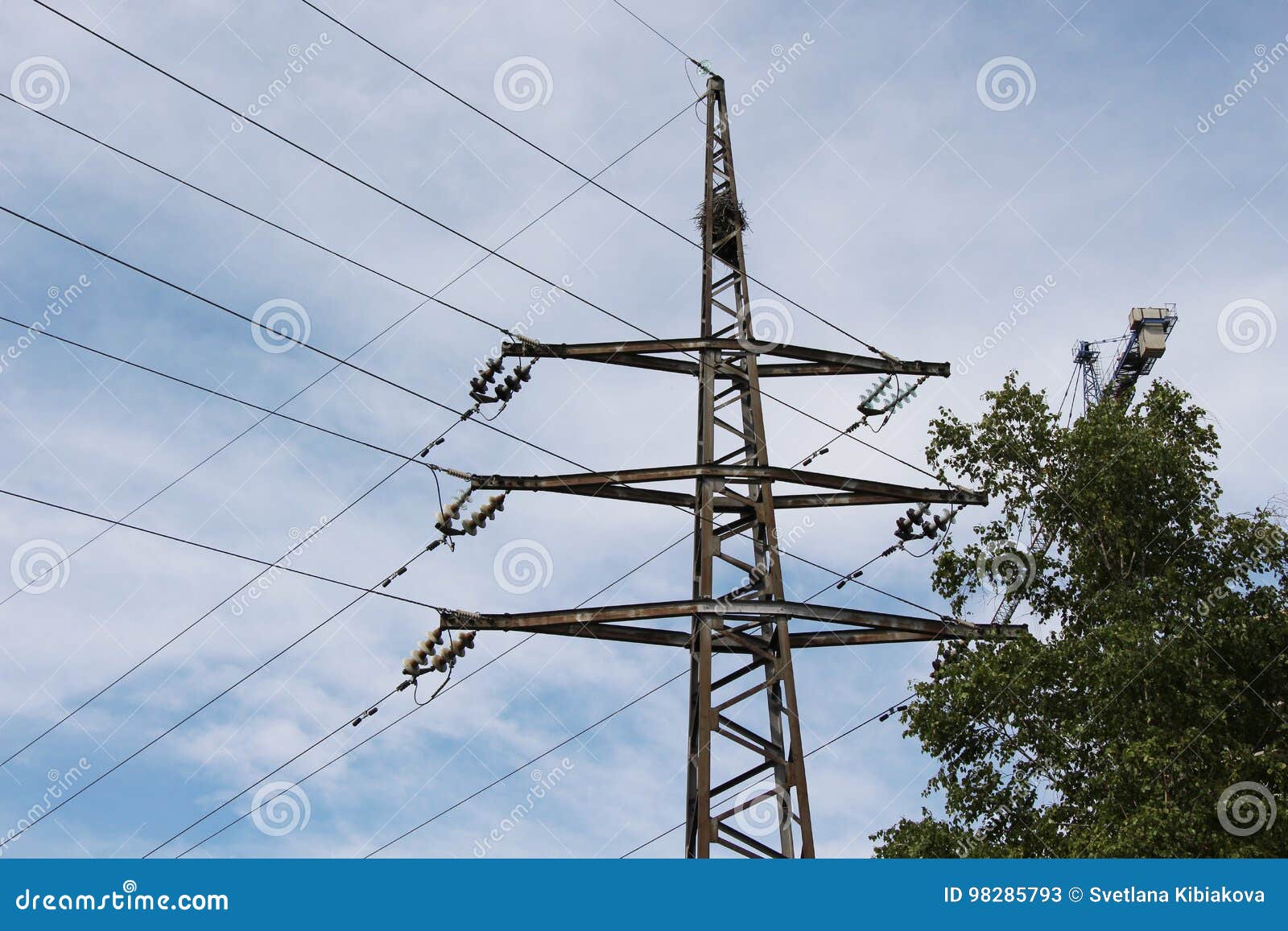 Electric Support with Cable Stock Image - Image of electric, cityscape ...