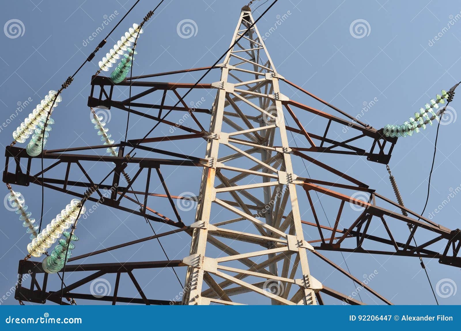 Electric supports wires stock image. Image of mast, column - 92206447