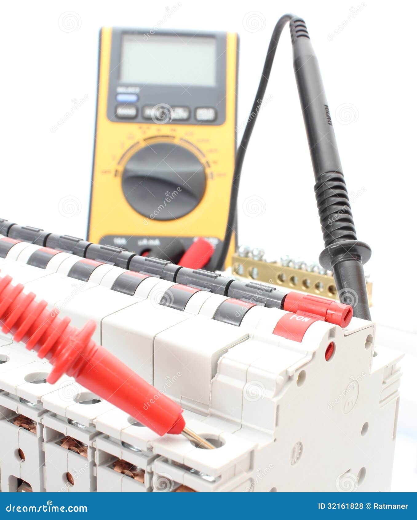 Electric Switch on the Control Panel and Multimeter Stock Photo - Image ...