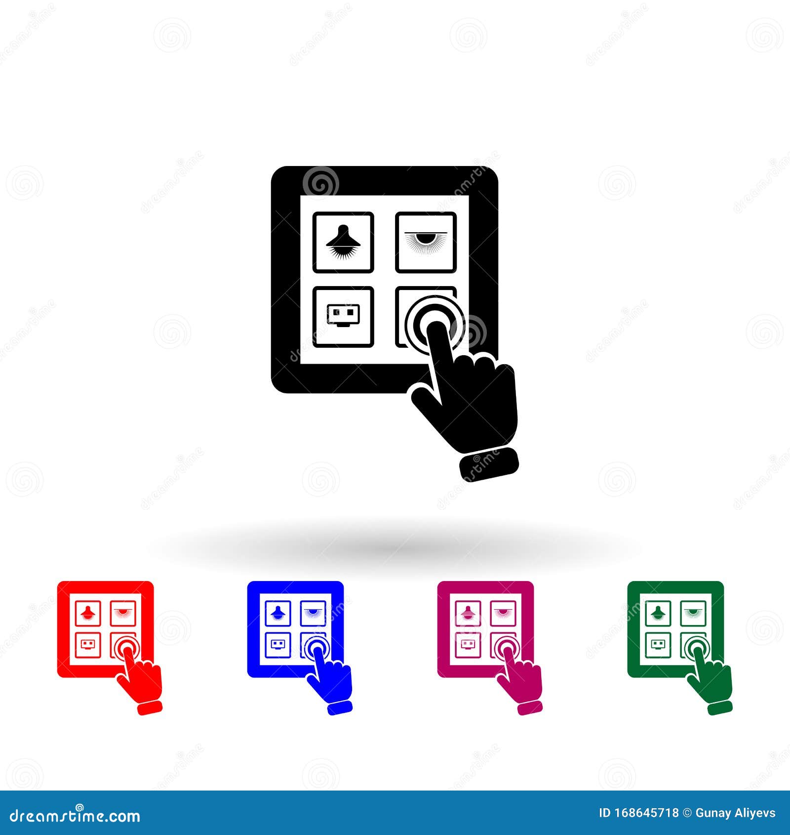 Electric Switch Multi Color Icon. Simple Glyph, Flat Vector of Touch ...