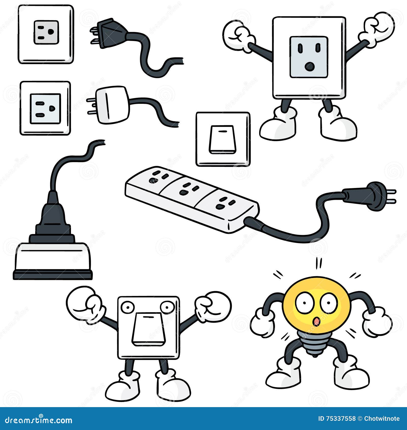 Electric switch and plug stock vector. Illustration of draw - 75337558