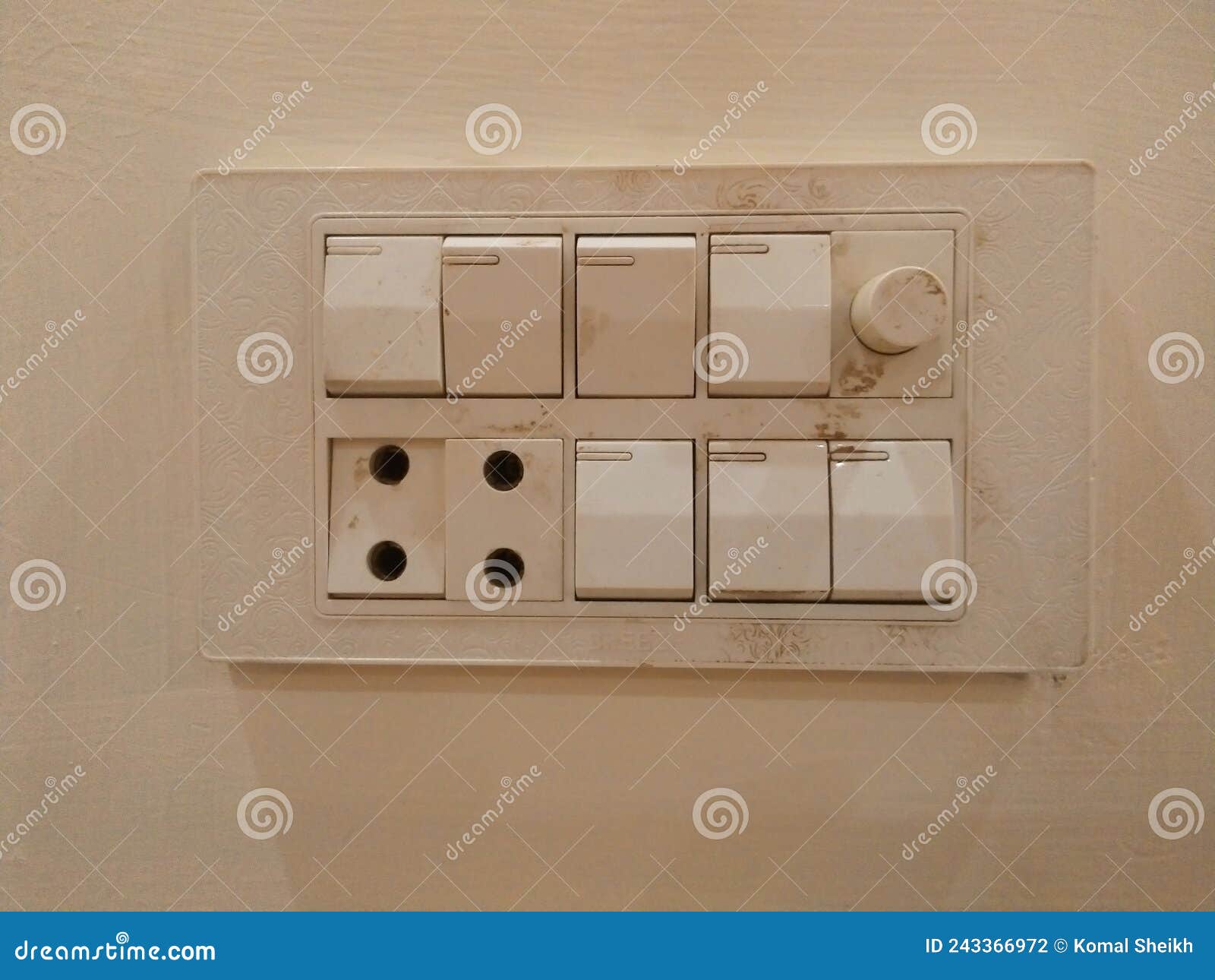 Electric Switch on the Wall Old House Switch Board Stock Photo - Image ...