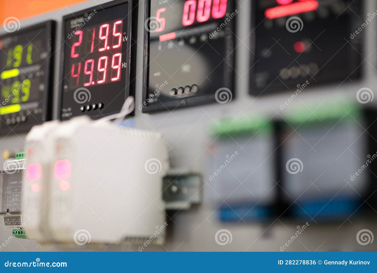 Electric Switchboard with Digital Gauges Stock Photo - Image of console ...
