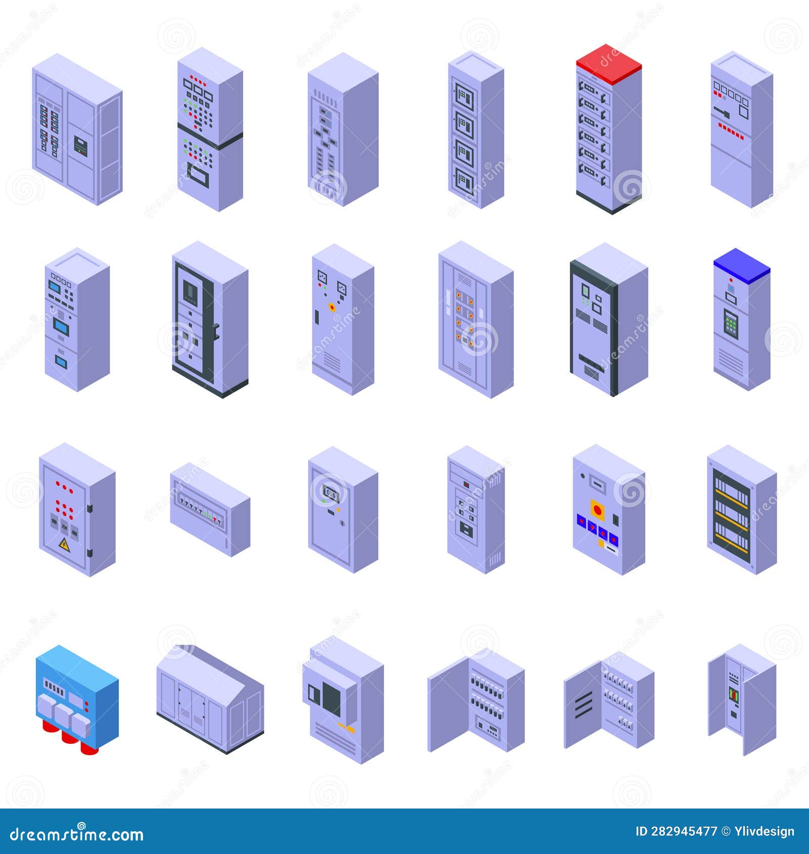 Electric Switchboard Icons Set Isometric Vector. Work Engineer Stock ...