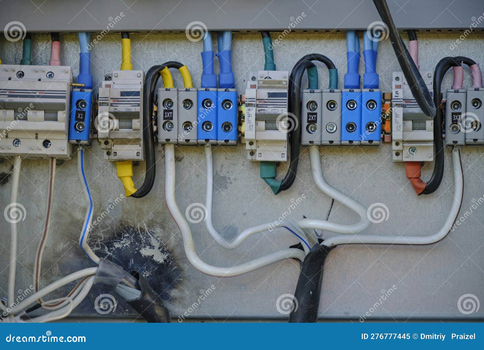Electric Switches with Wires Electrical Panel. Stock Image - Image of ...