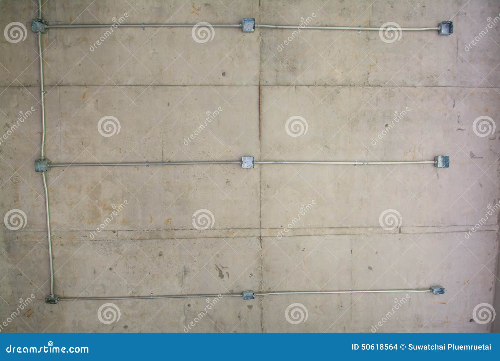 Electric System on Ceiling ,outlet with Iron Pipes Stock Photo - Image ...