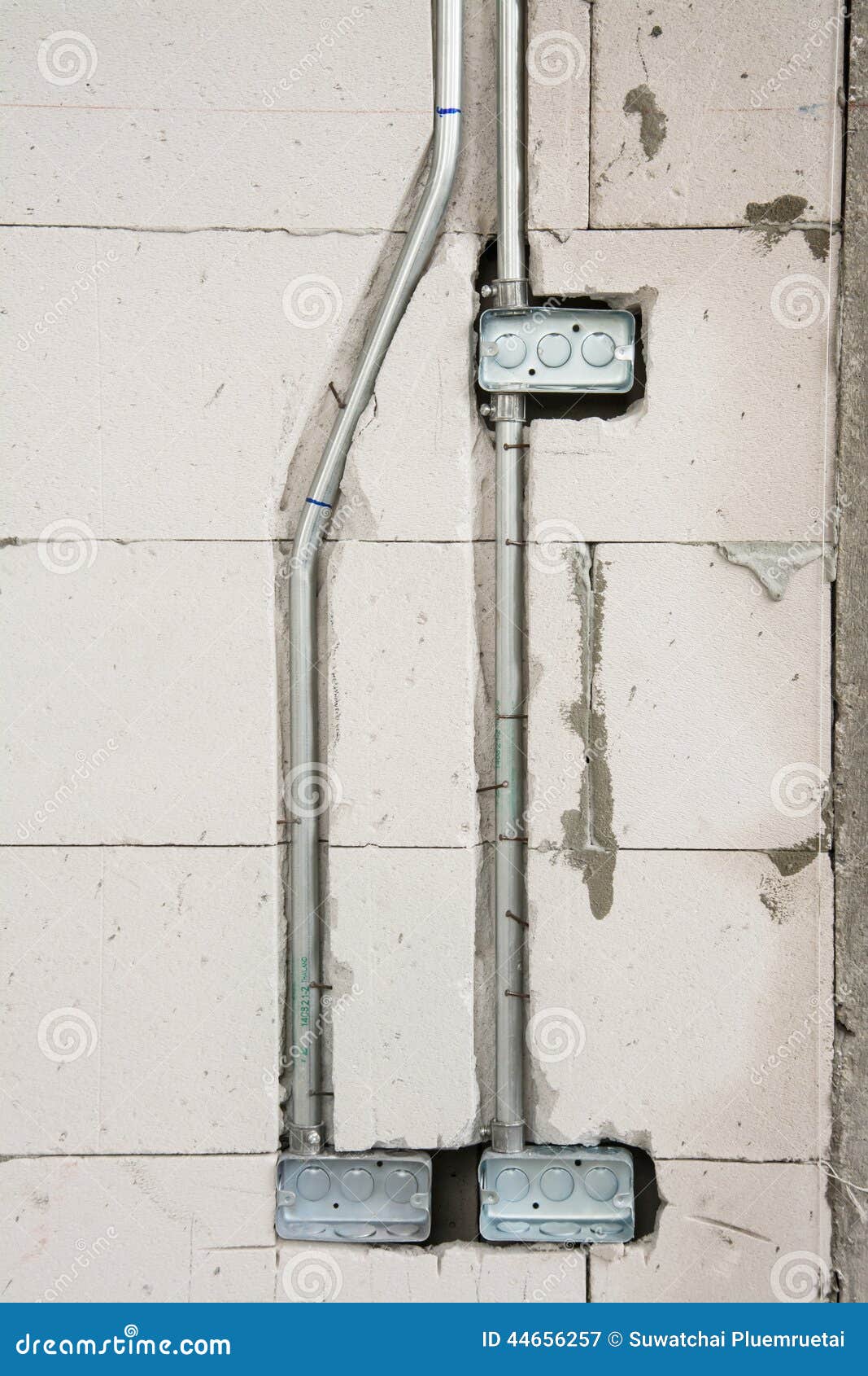 Electric System on Wall in Construction Site Stock Image - Image of ...