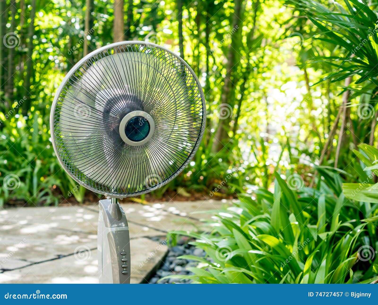 The Electric Table Fan in the Garden Stock Image - Image of cutout ...