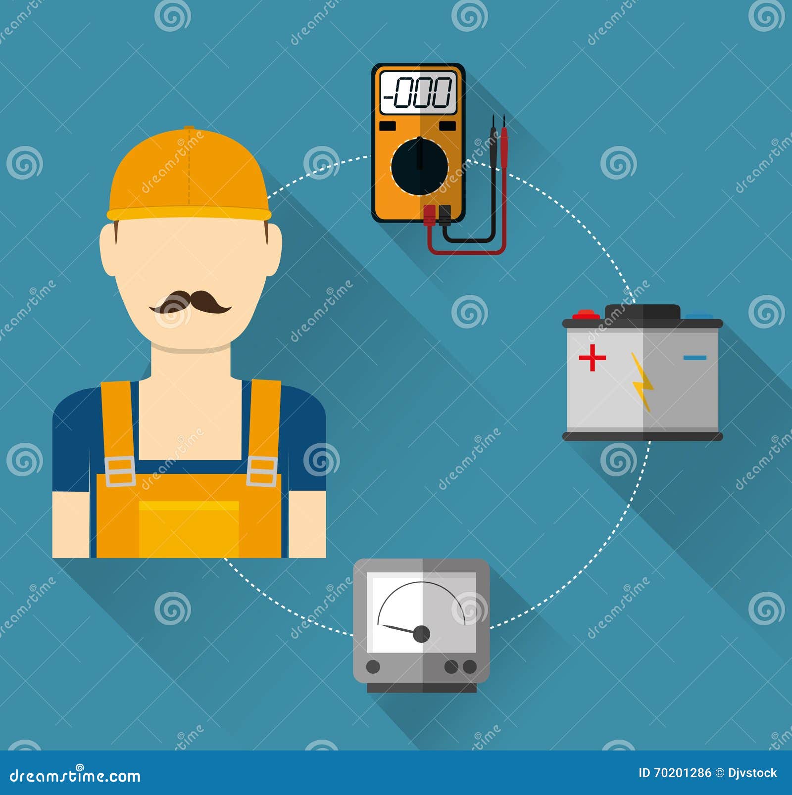 Electric Technician Man, Vector Illustration Stock Vector ...