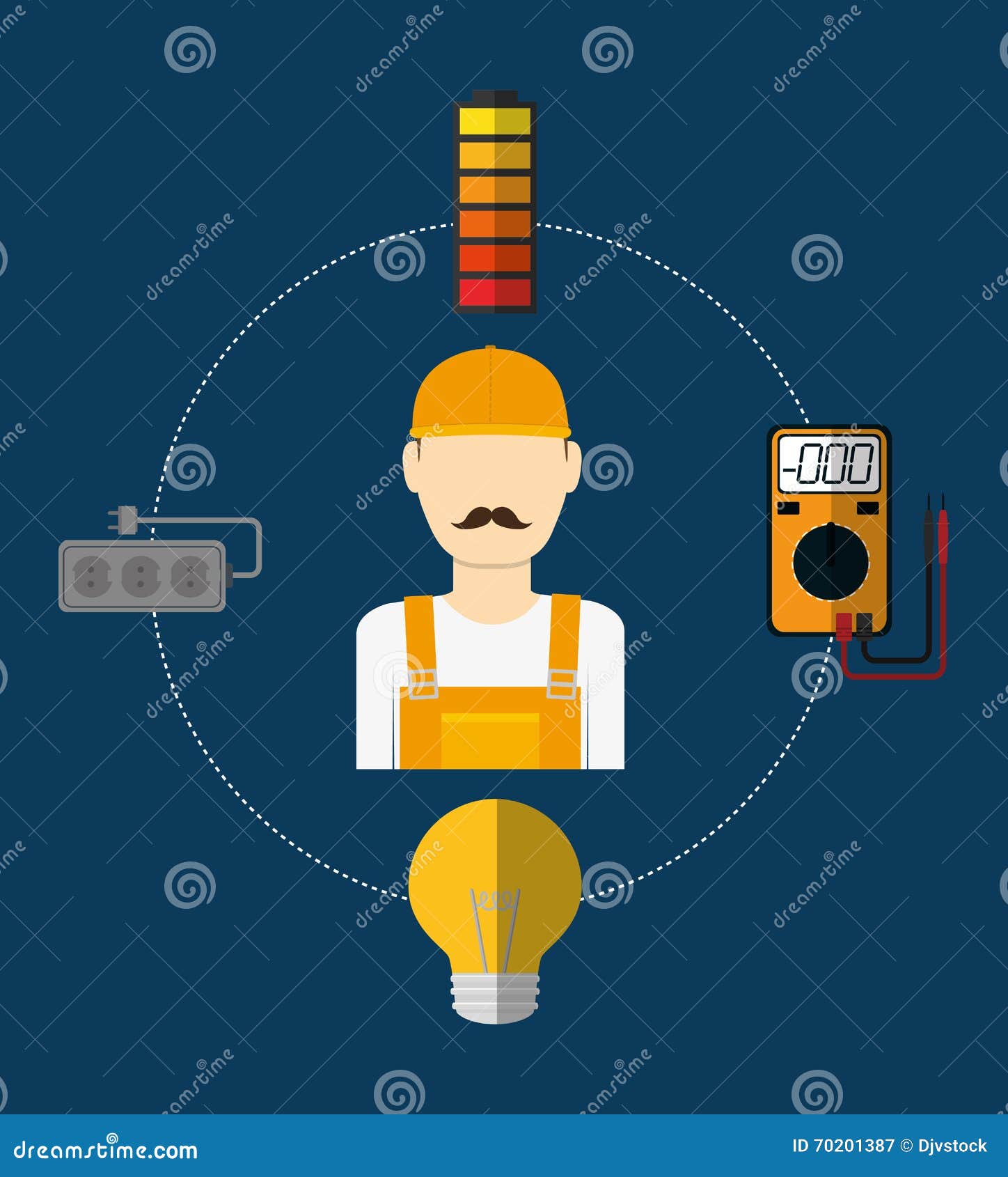 Electric Technician Man, Vector Illustration Stock Vector ...