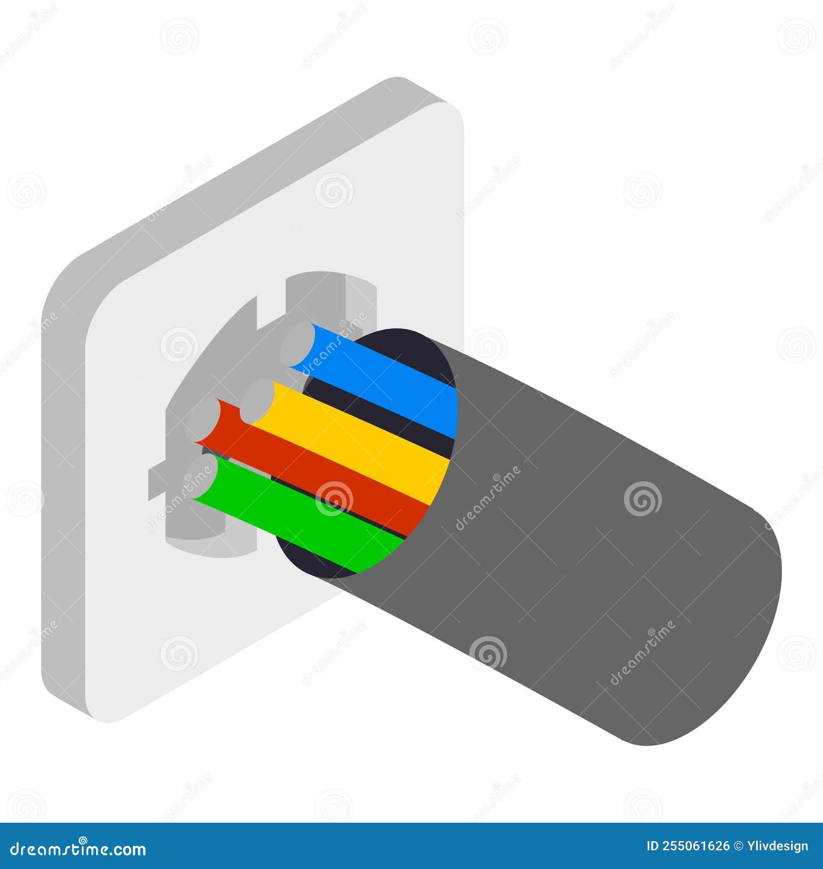 Electric Technology Icon Isometric Vector. Multicolored Electric Cabel ...