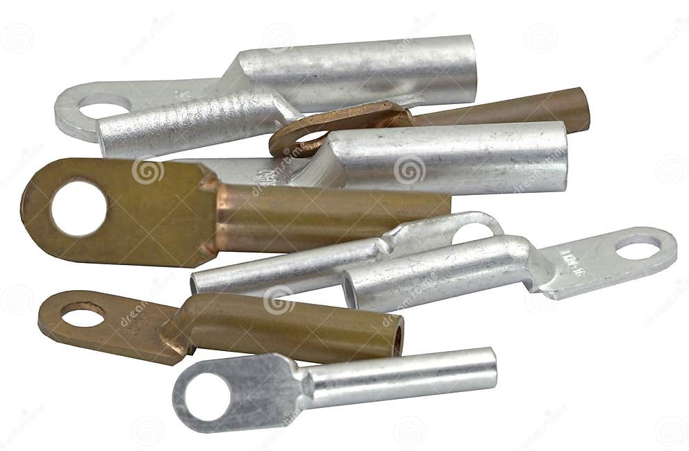 Electric Terminals of Different Size on White Stock Image - Image of ...