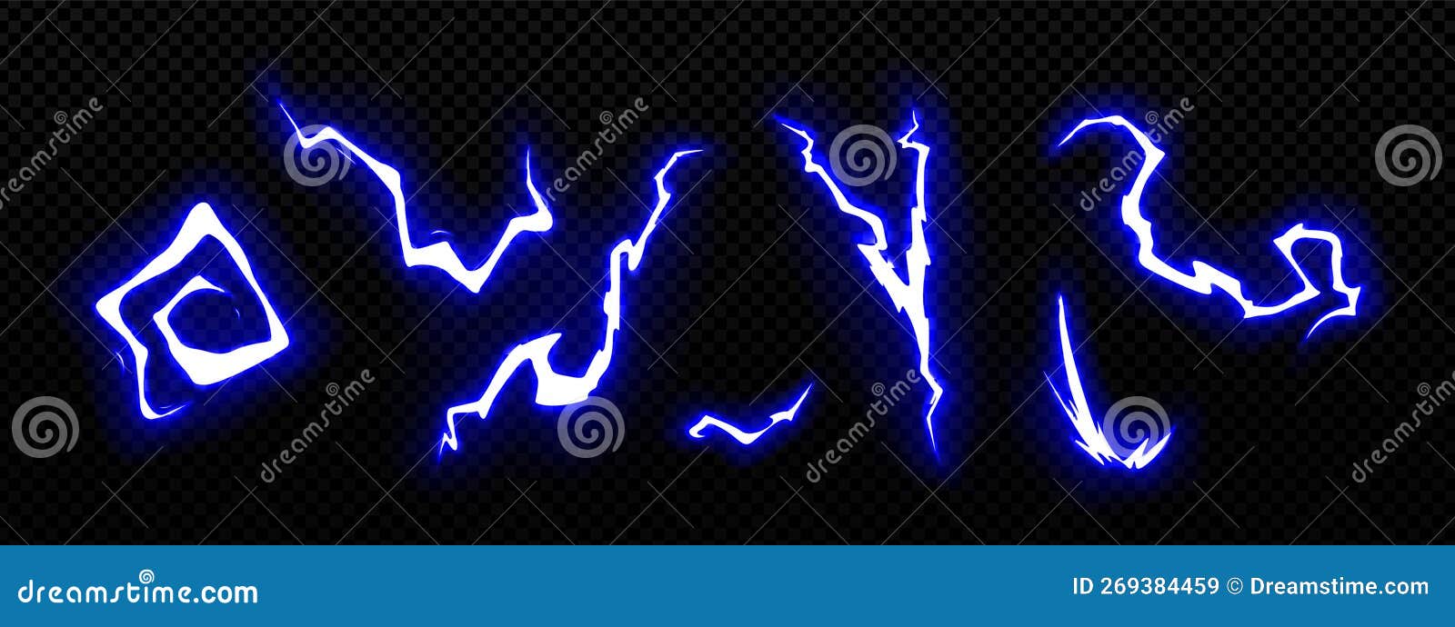 Electric Thunder Bolt Effect. Blue Lightnings Cartoon Vector ...