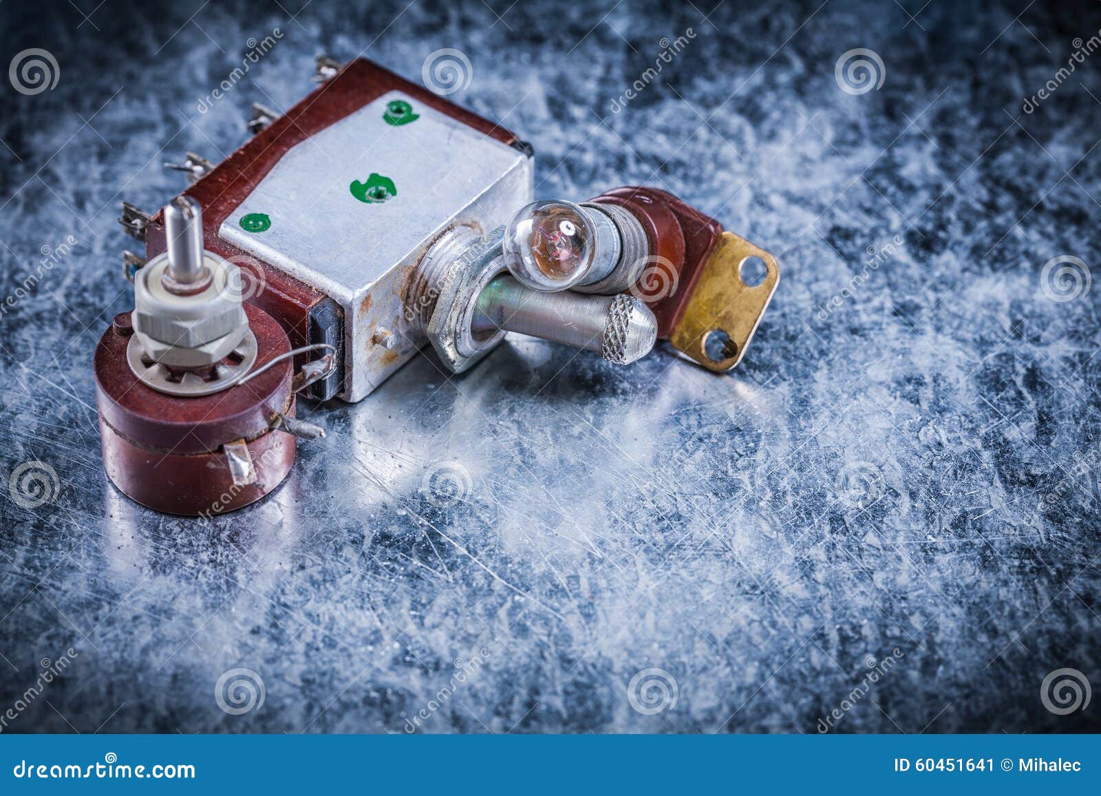 Electric Toggle Switch Lamp-holder on Metallic Surface Electrici Stock ...