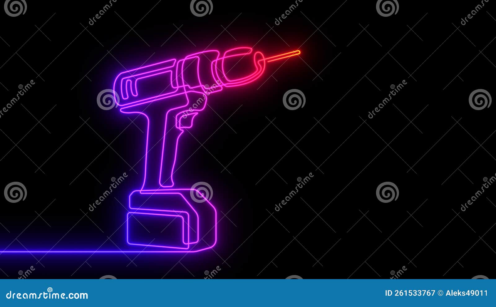 Electric Tool for Work.Electric Hand Drill .Continuous Line Drawing.3D ...