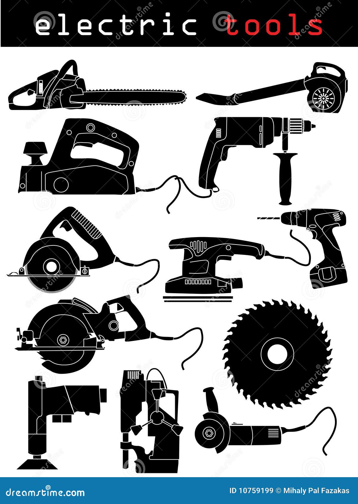 Electric tools stock vector. Illustration of electric - 10759199