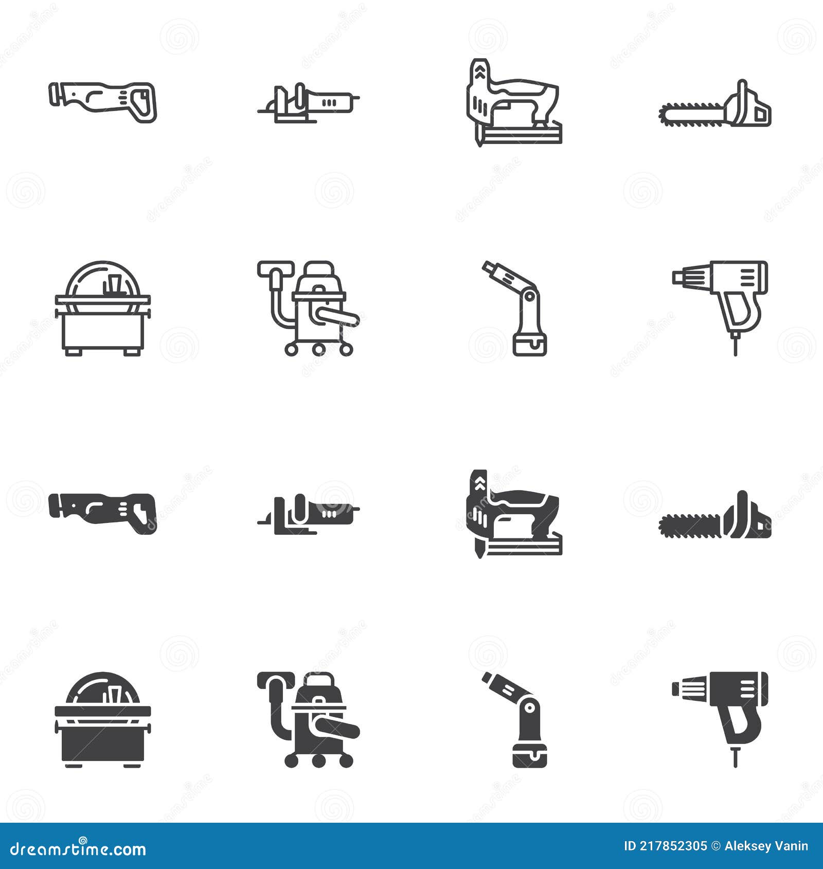 Electric tools icon set stock vector. Illustration of tools - 217852305