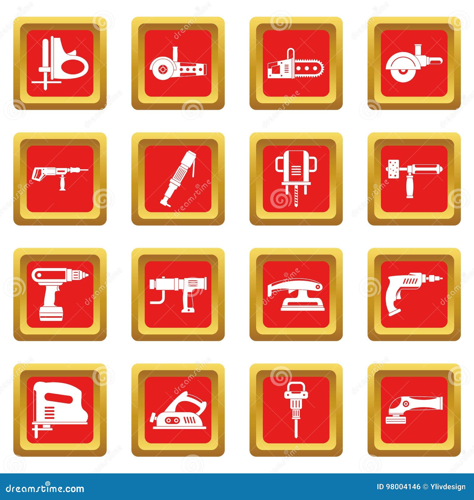 Electric Tools Icons Set Red Stock Vector - Illustration of belt ...