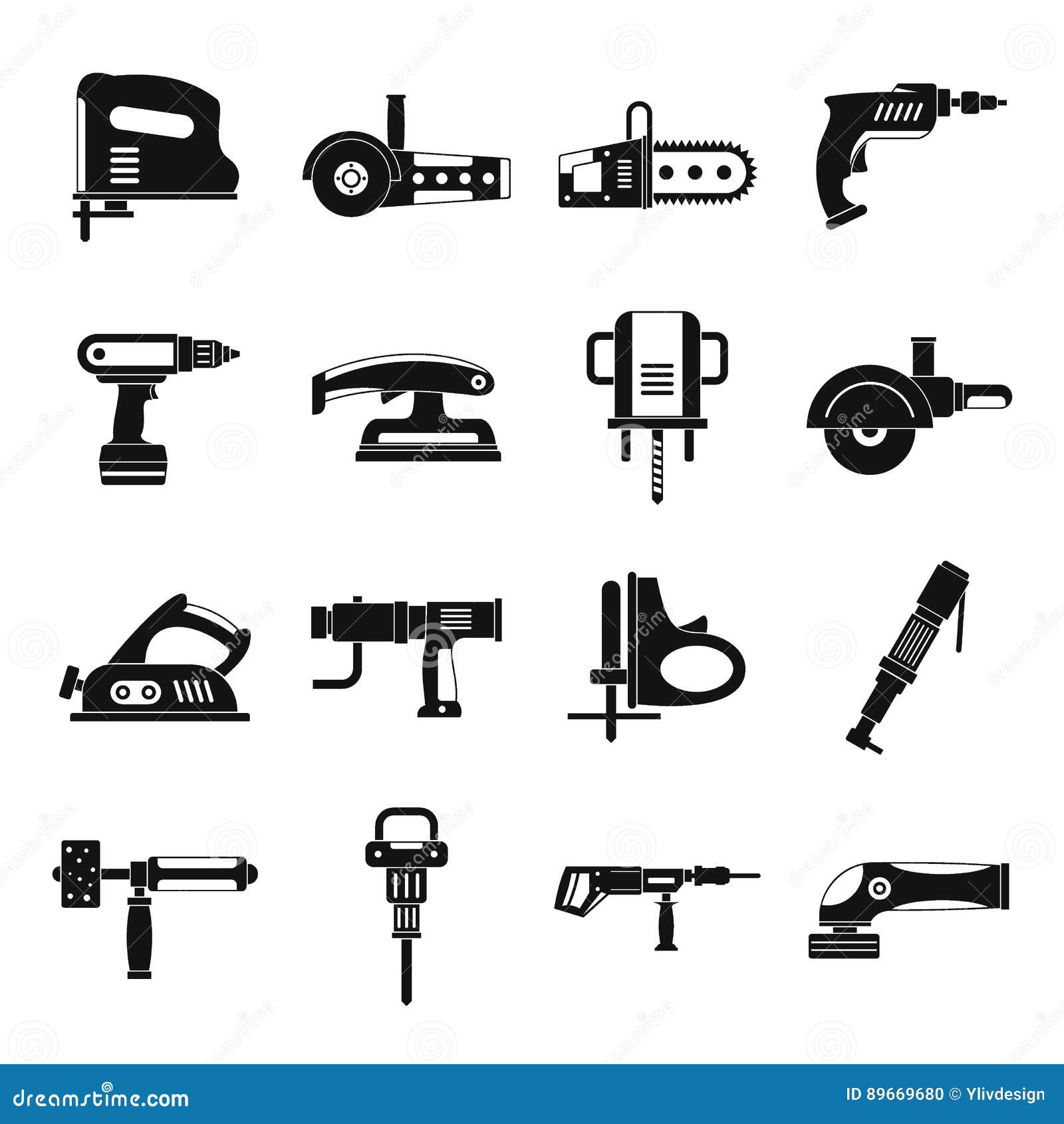 Electric Tools Icons Set, Simple Style Stock Vector - Illustration of ...