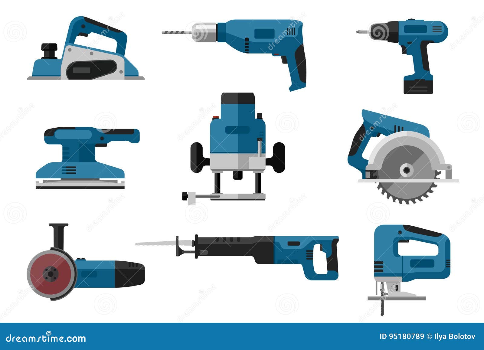 Electric tools set stock vector. Illustration of industry - 95180789