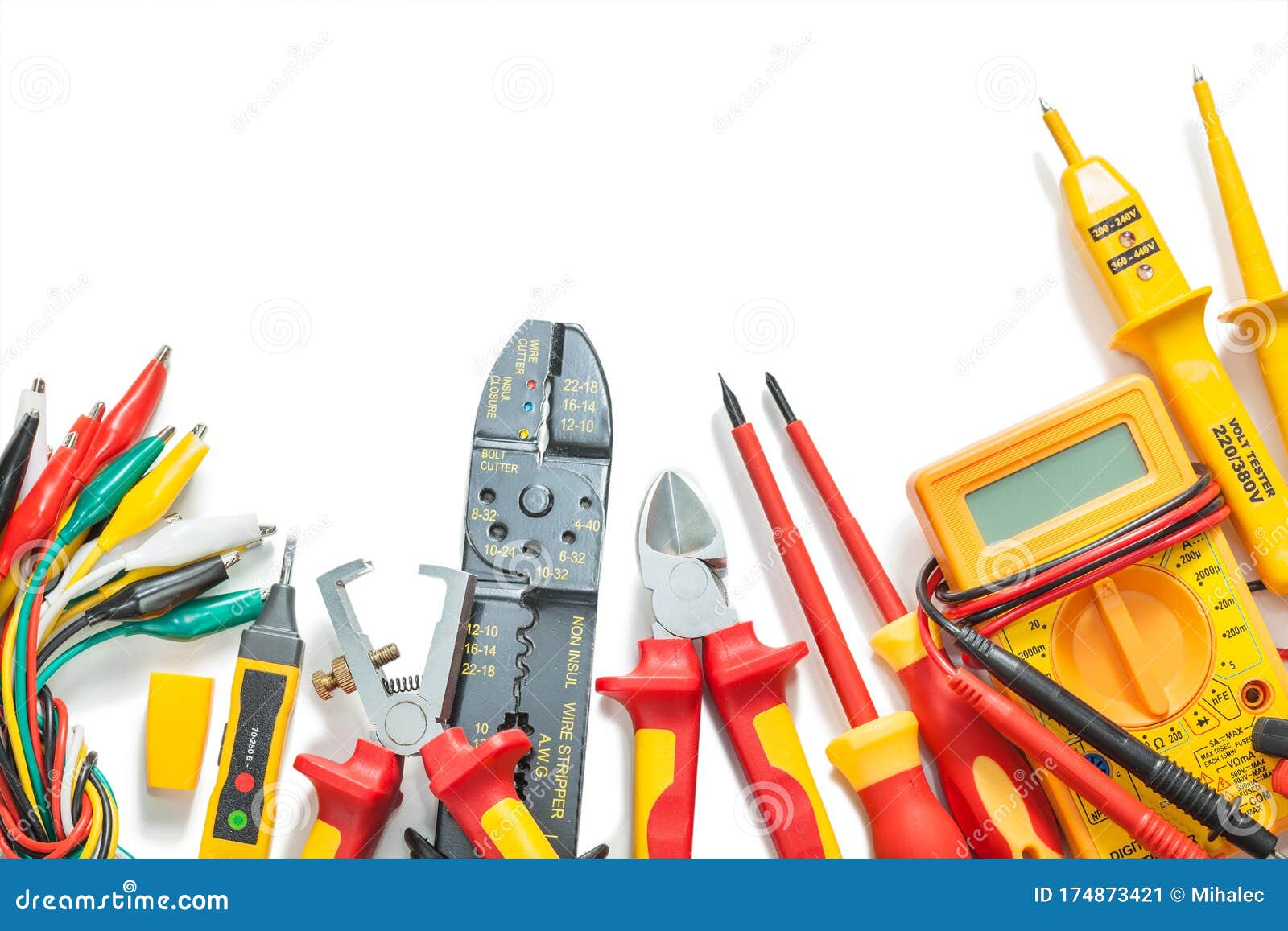 Electric Tools Set Isolated on White Stock Image - Image of maintenance ...