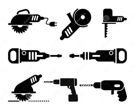 Electric Tools Vector Icon Set Stock Vector - Illustration of held ...