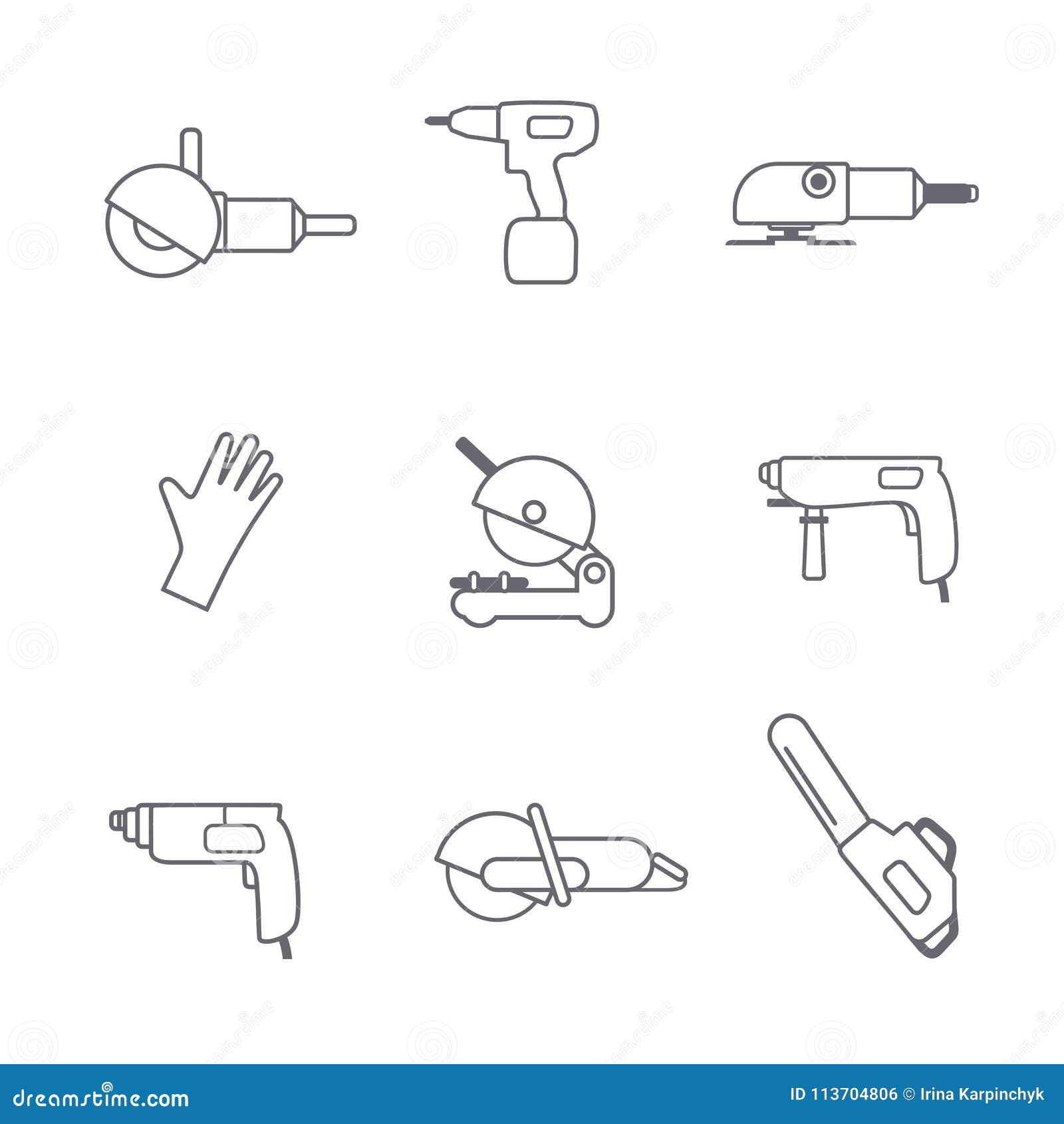 Electric Tools Vector Icon Set. Line Icons Stock Vector - Illustration ...
