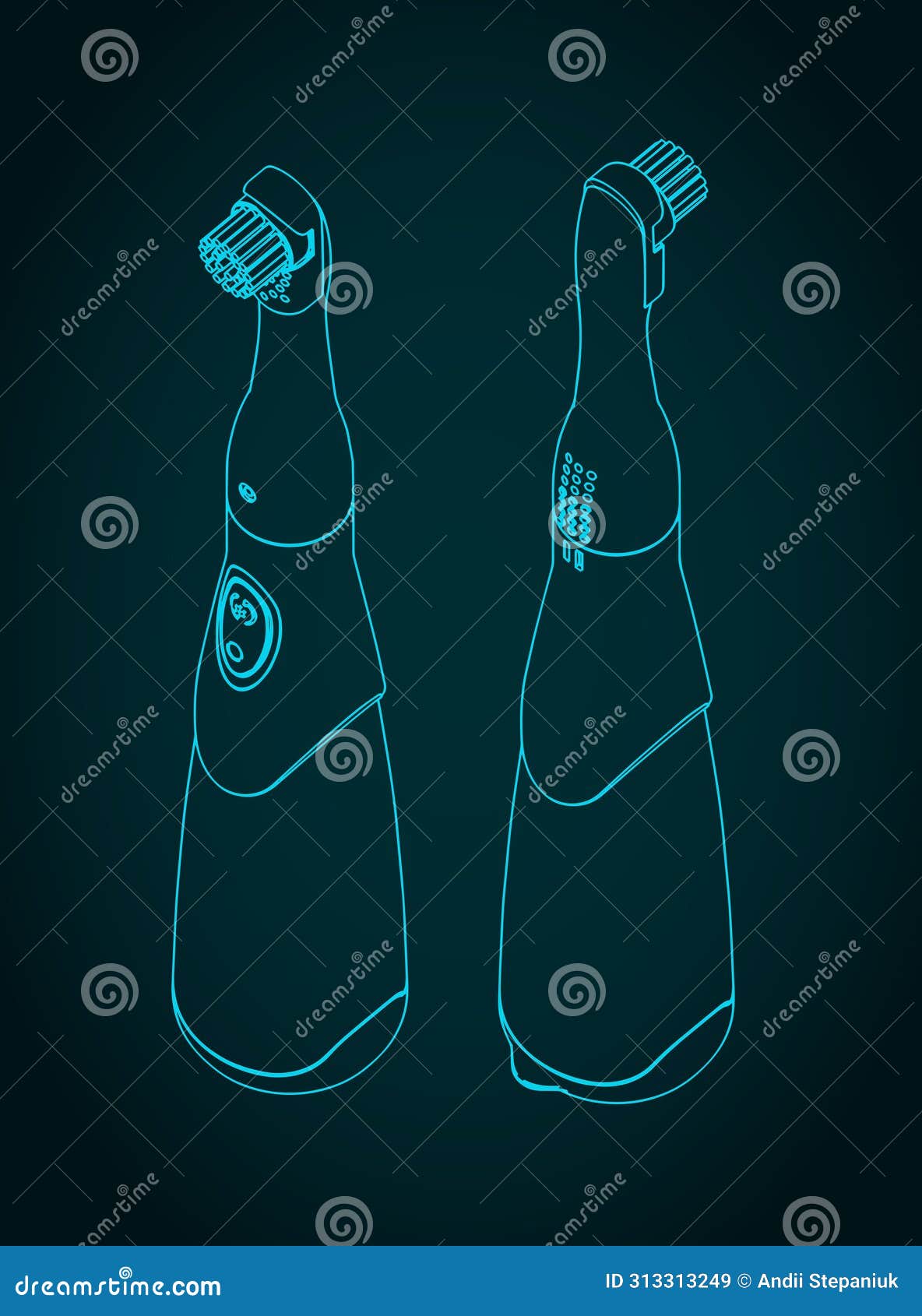 Electric Toothbrush Isometric Blueprint Stock Vector - Illustration of ...