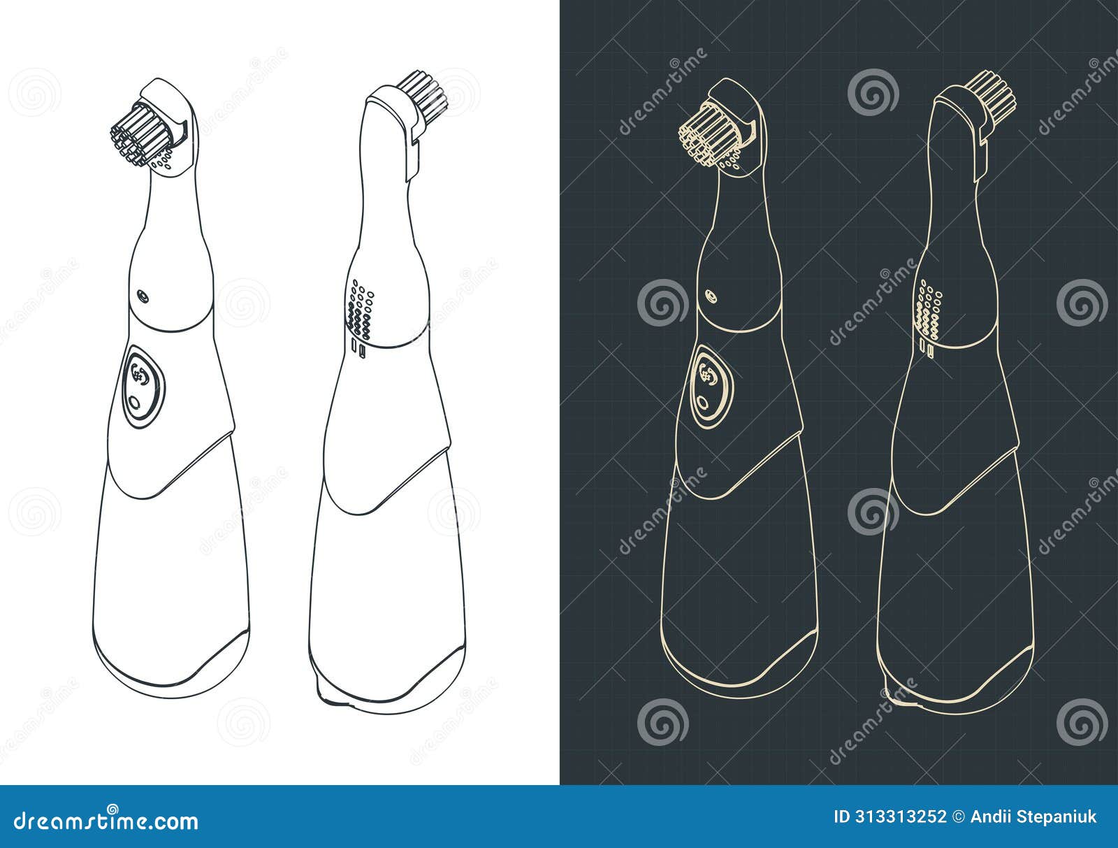 Electric Toothbrush Isometric Blueprints Stock Vector - Illustration of ...
